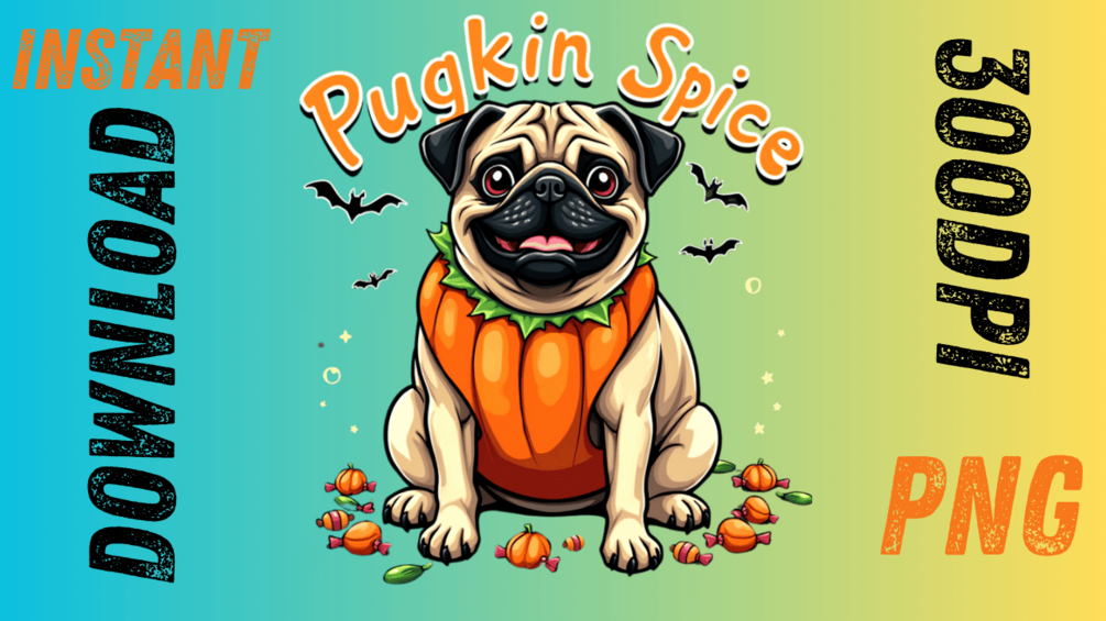 Pugkin Spice Pug in Halloween Pumpkin Costume | Cute Fall Pet Outfit ...