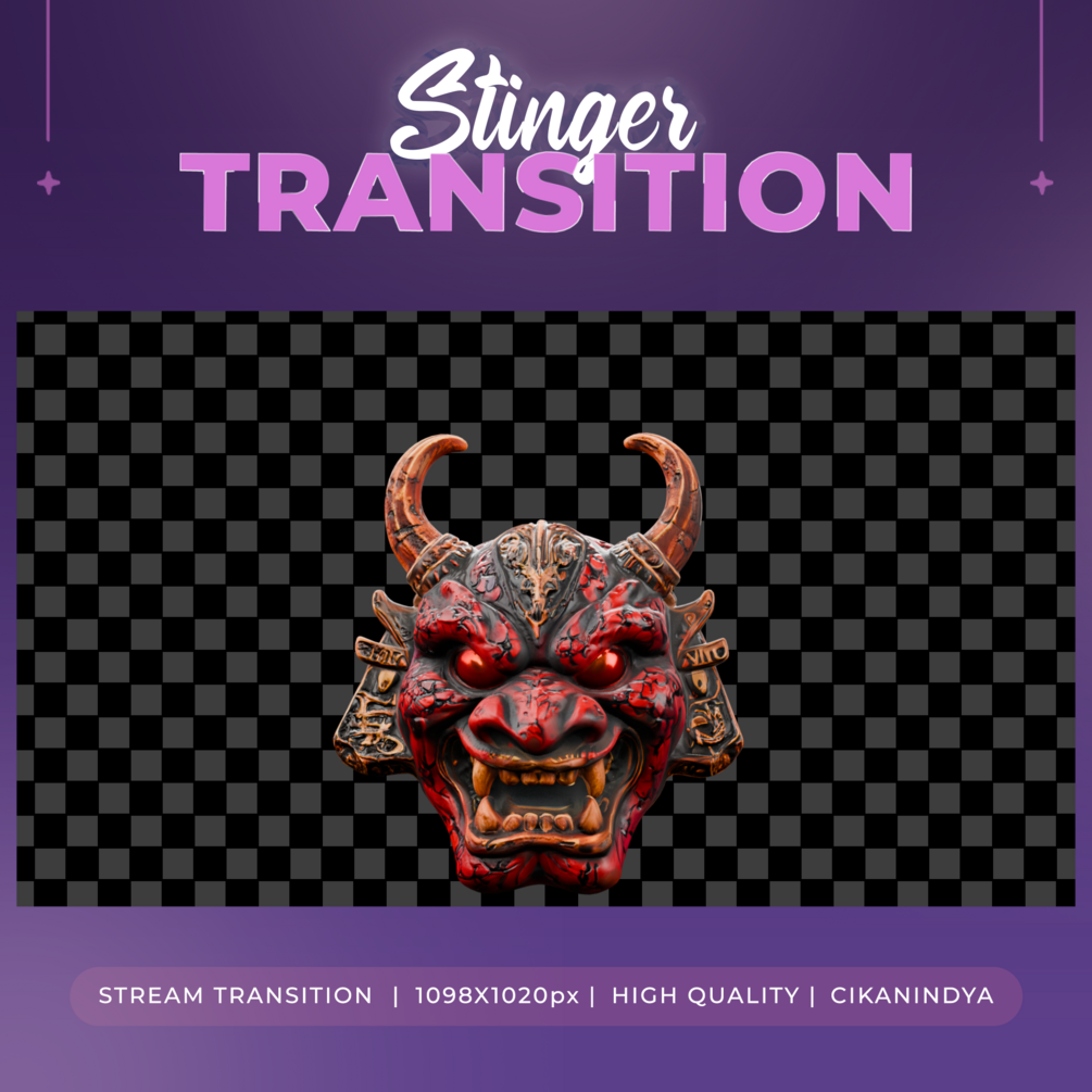 Animated Stinger Transition Oni Mask | Fierce Demon Overlay for Streamers | Japanese Mythology ...