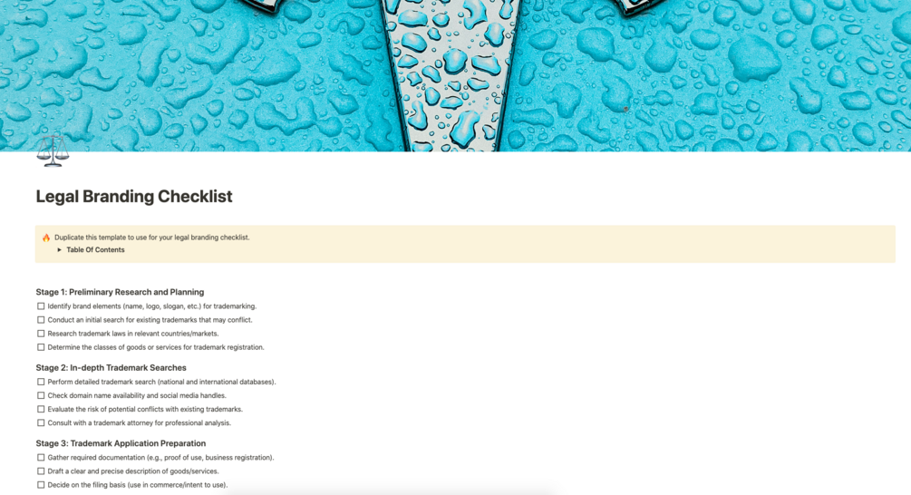 Notion - Legal Branding Checklist Template