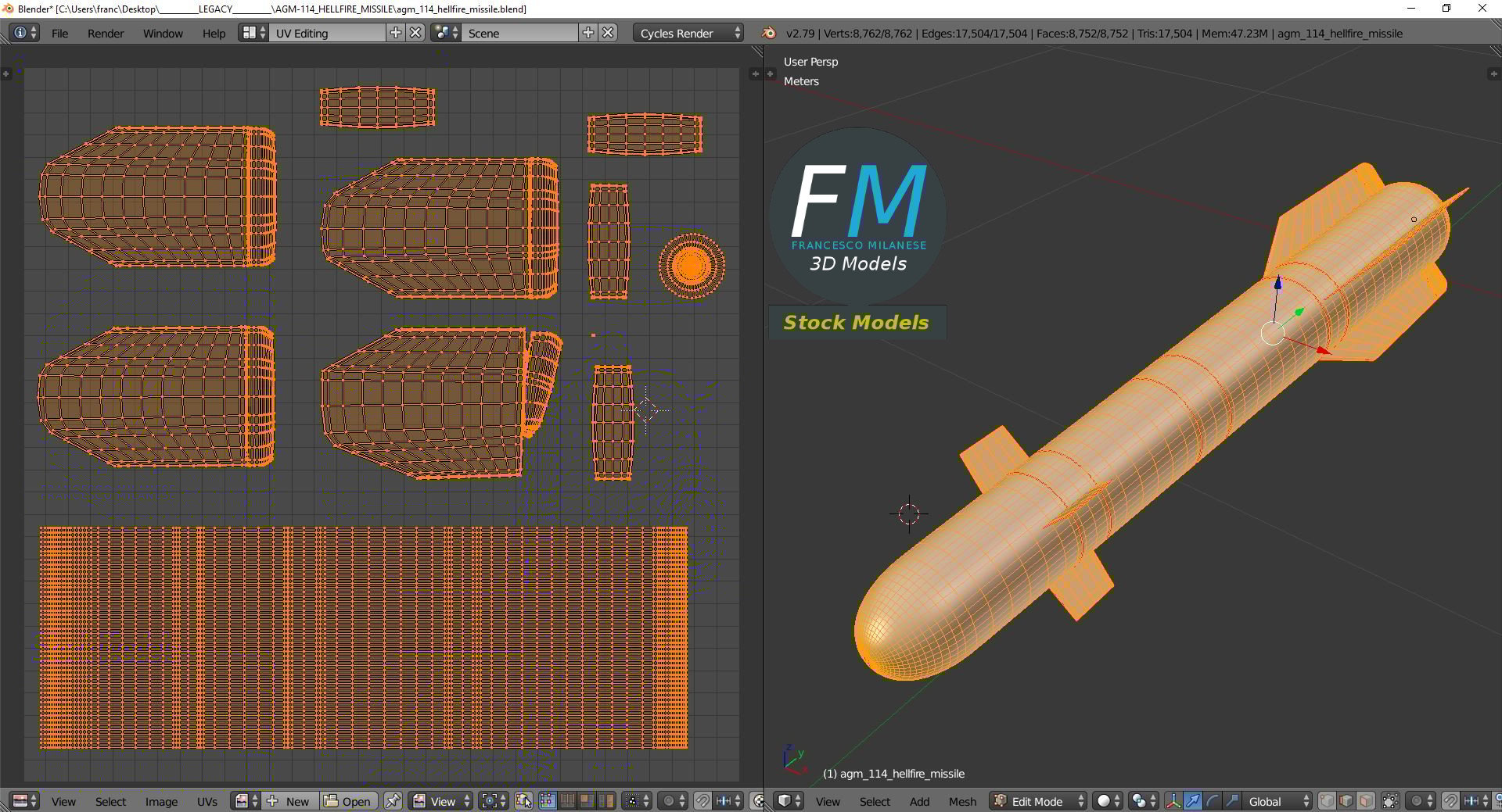 3D MODEL - AGM-114 Hellfire missile