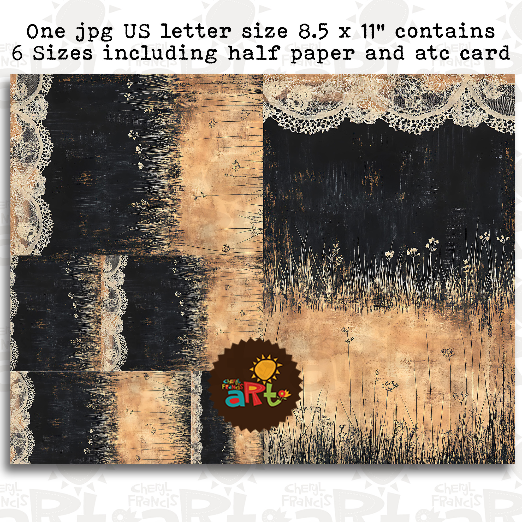 Grass with Lace Single Image No.68 Printable Junk Journal Half Paper ...