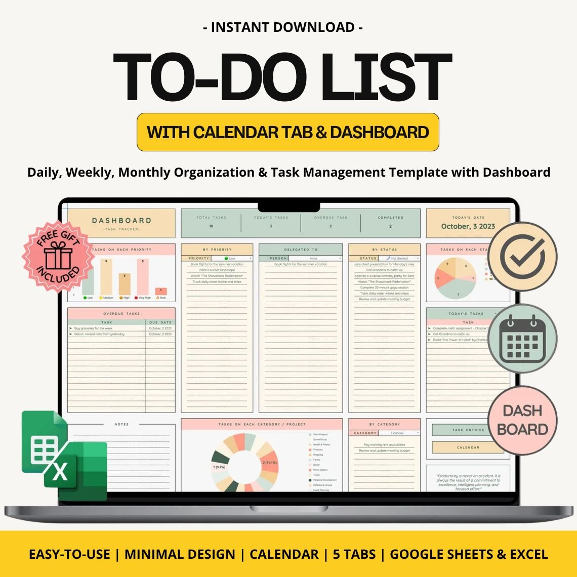 To Do List, Task Tracker, and Productivity Planner