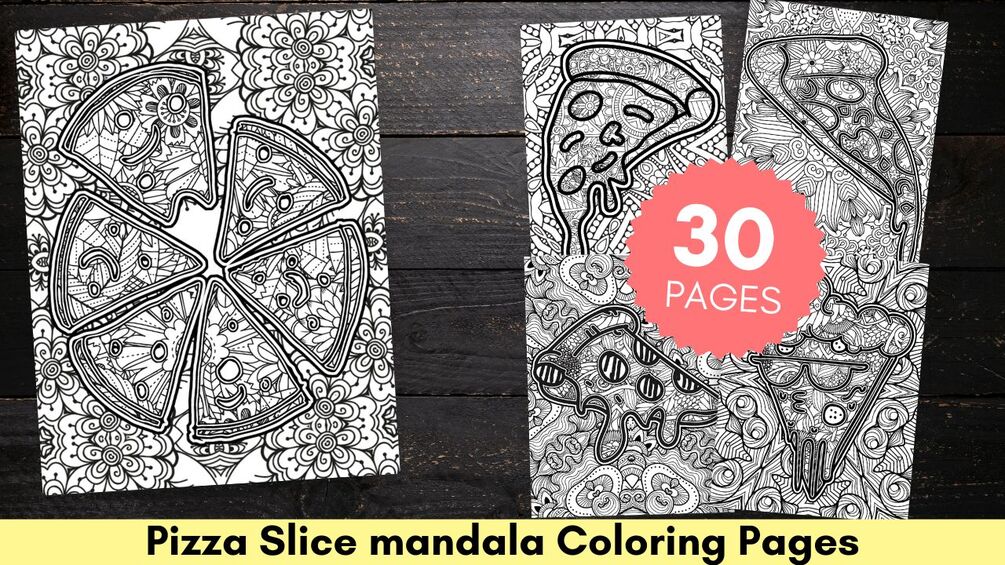 Mindfulness Pizza Slice | National Pizza Day mandala Coloring Pages Sheets