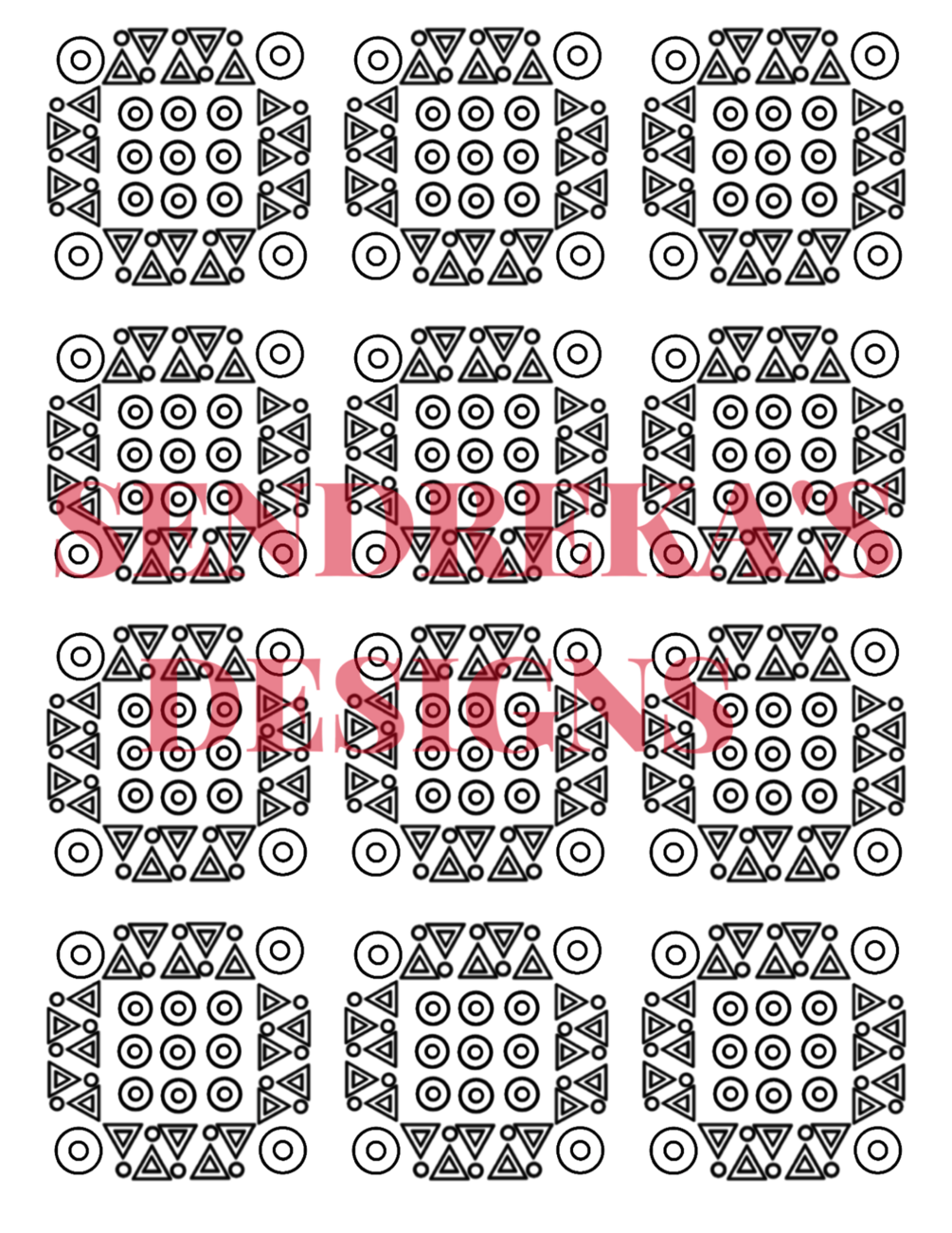 PDF Adult Geometric Coloring Page of Triangles and Circles