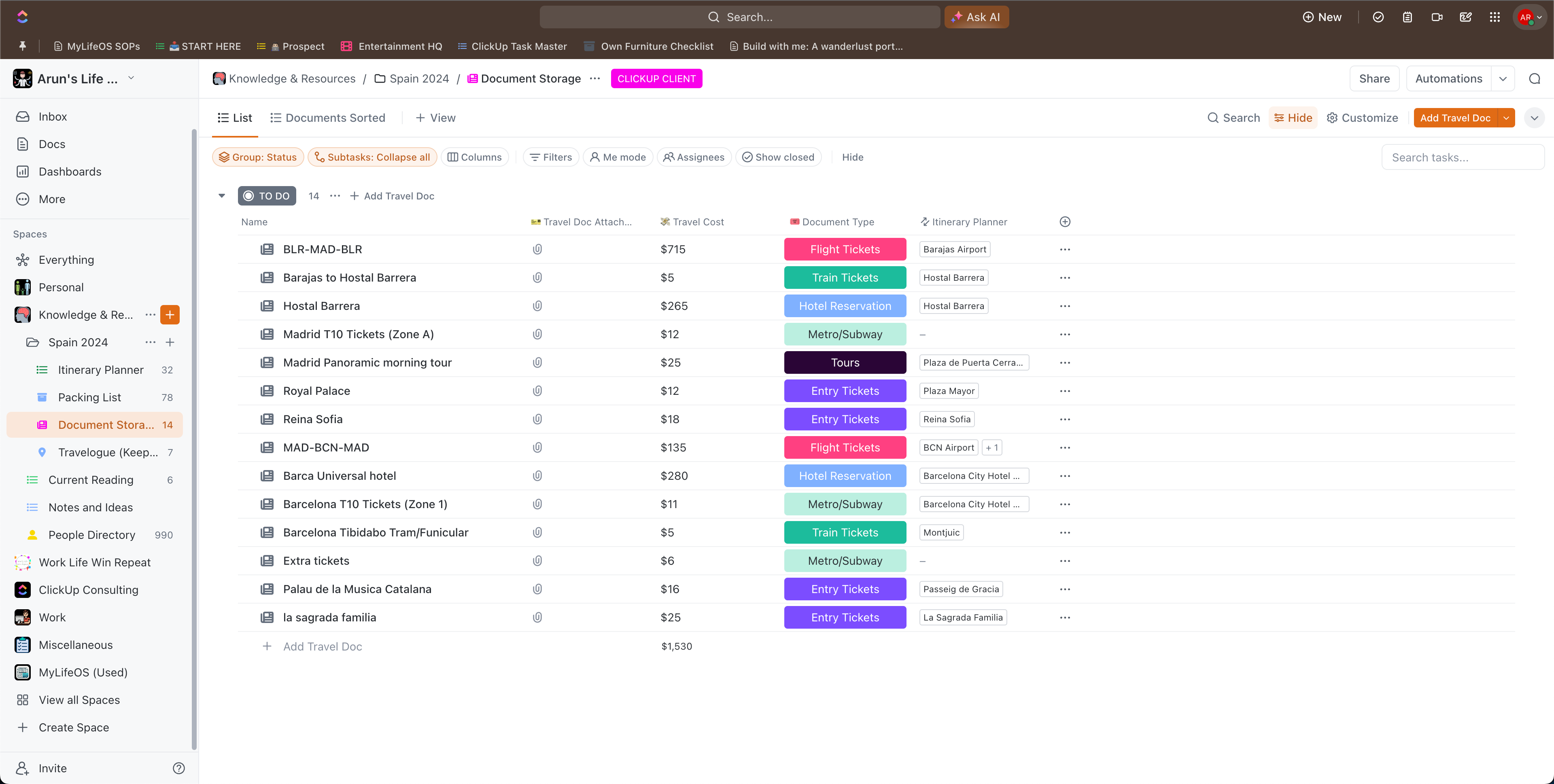 Wanderlust Portal | Travel Planner with ClickUp