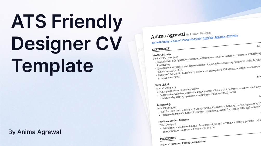ATS Friendly Designer CV Template