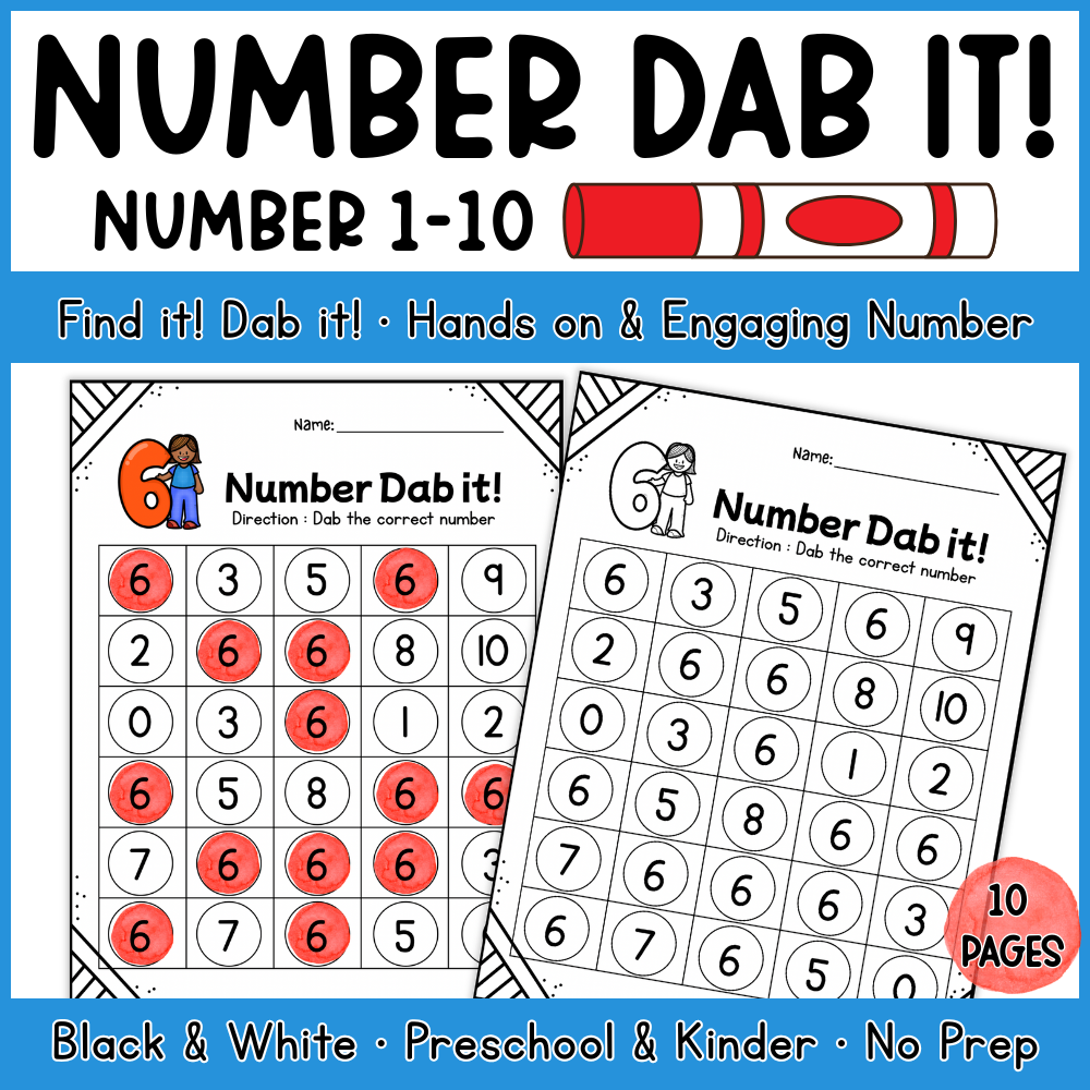Number Dab It 1–10 Worksheets | Dab and Dot Number Recognition