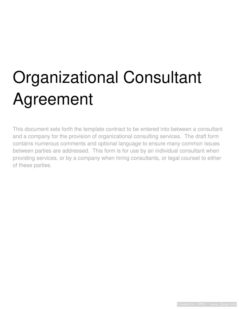Organizational Consultant Agreement
