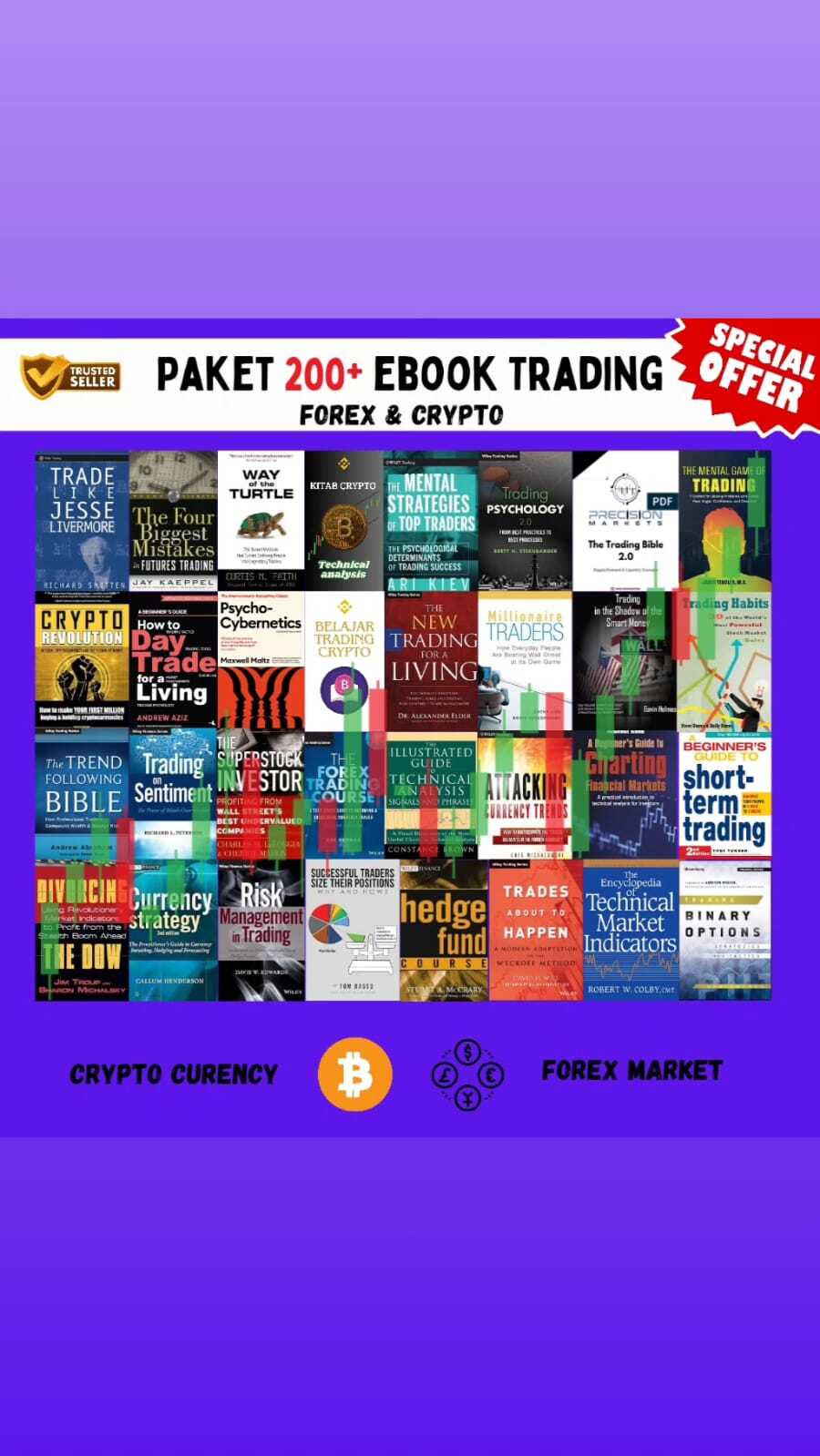 package of 200+ forex & crypto trading ebooks