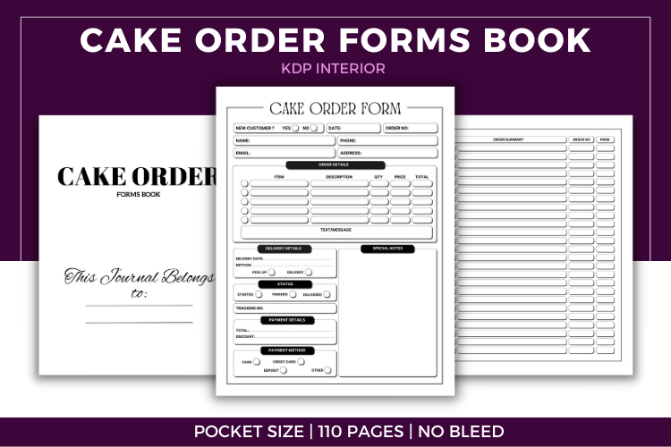 Cake order forms book interior
