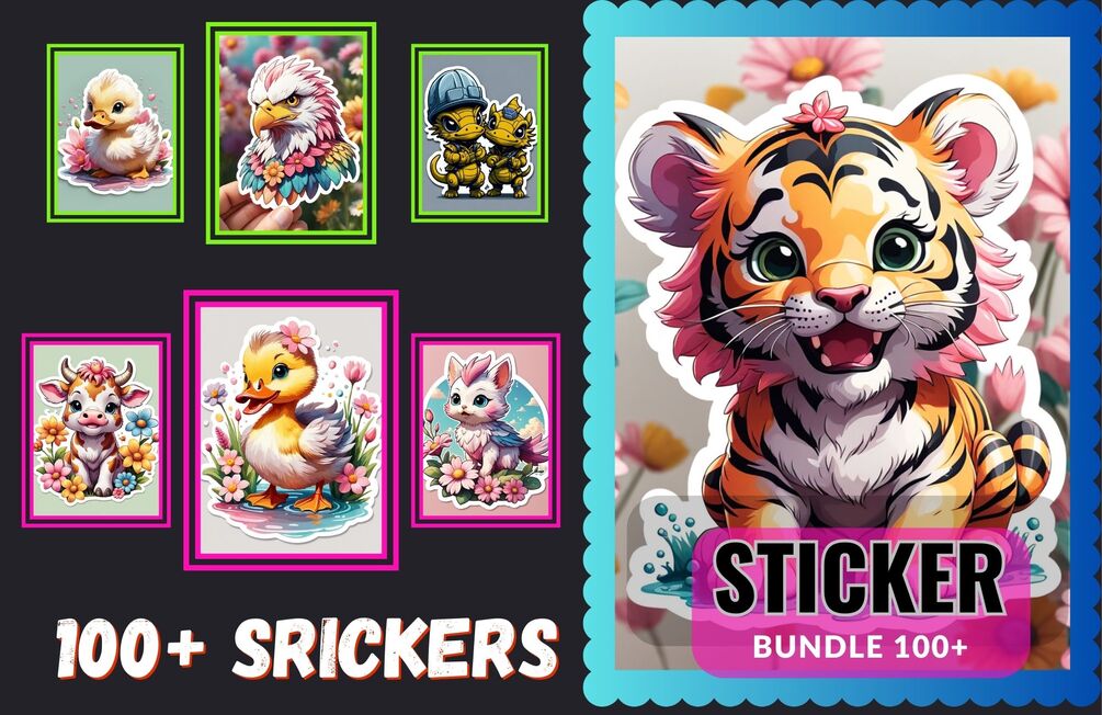 Peel, Stick, Smile: {100+ Stickers Bundle} Cute Sticker Designs for ...