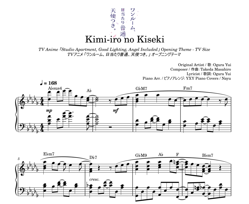 One Room, Hiatari Futsuu, Tenshi-tsuki OP - Kimi-iro no Kiseki (TV Size ...