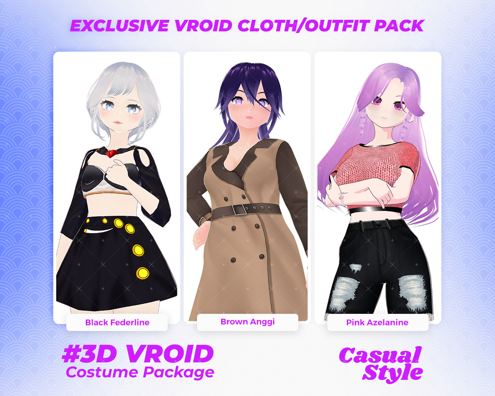 Stylish Digital Casual Outfits Collection - VRoid Clothing Pack, VRoid ...