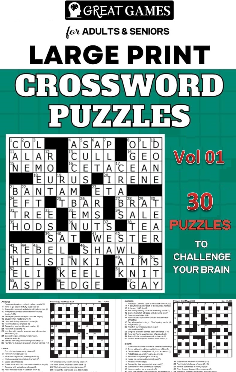 30 printable crossword puzzles for adults pdf (vol 01 )