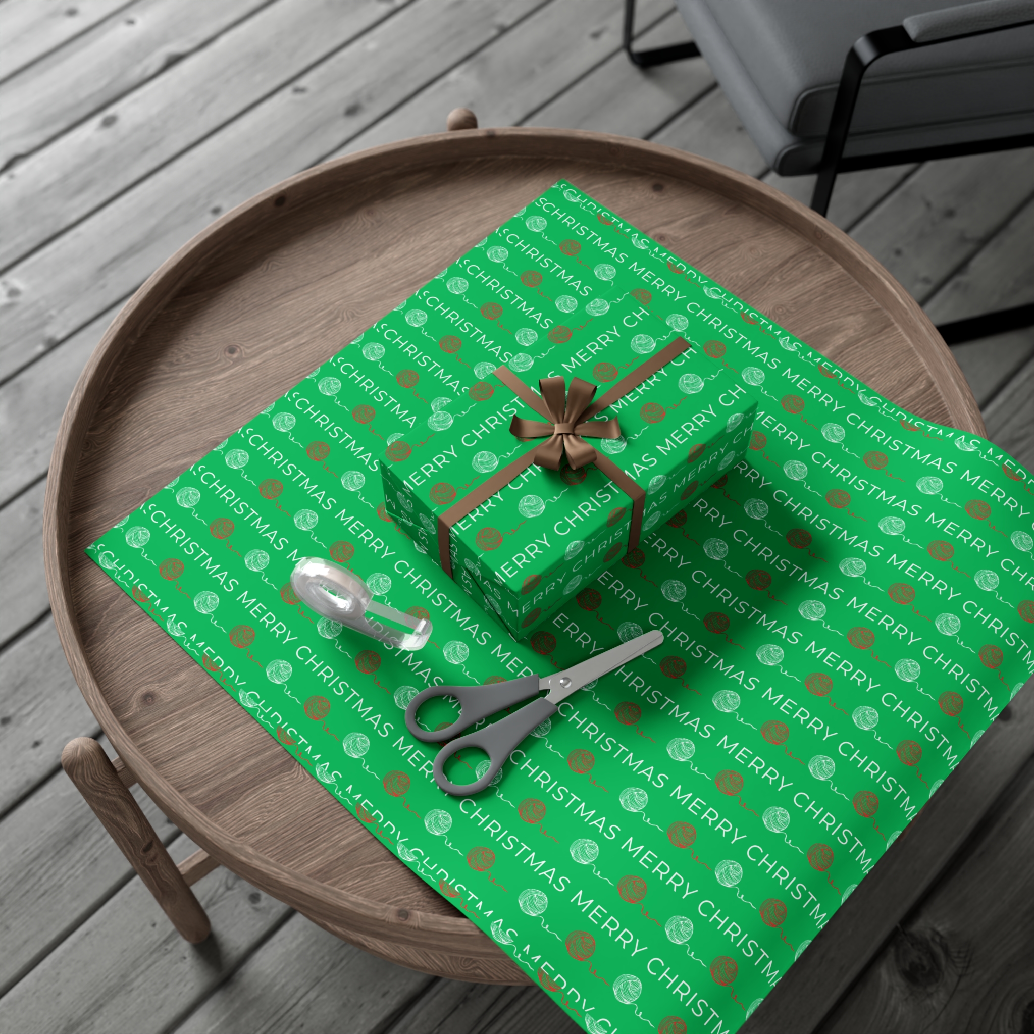 "Evergreen Bliss" Crochet-Inspired Wrapping Paper – Single Printable Design