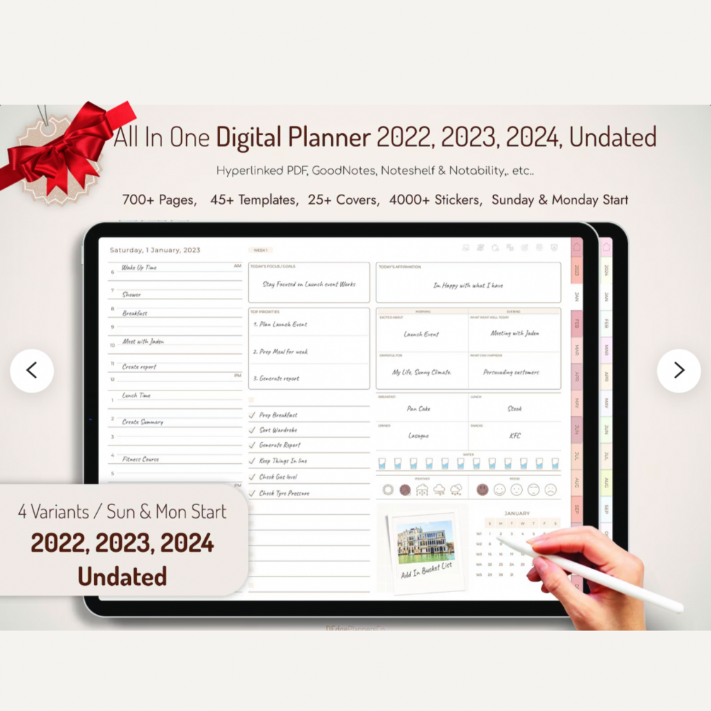Digital Planner 2022 2023 Undated, ipad Planner, Goodnotes Planner ...