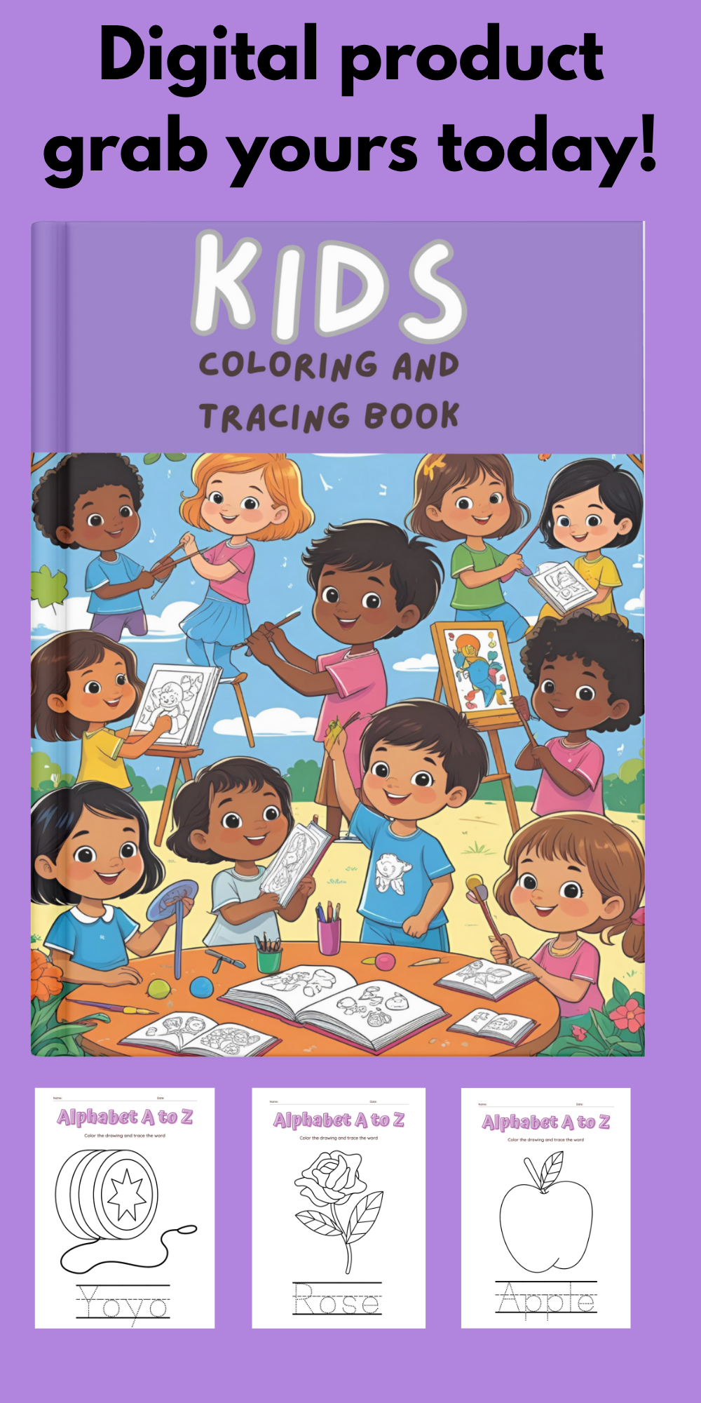 Kids coloring and tracing worksheet