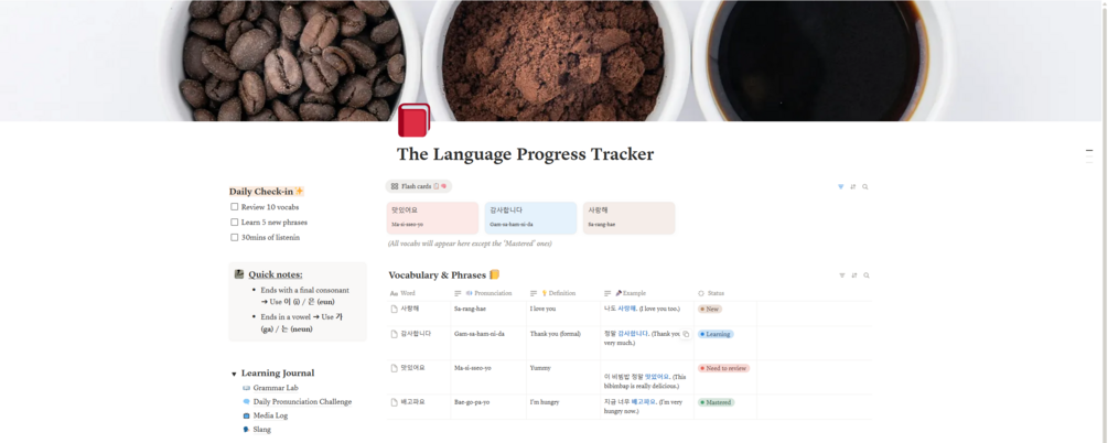 Notion Template - The Language Progress Tracker
