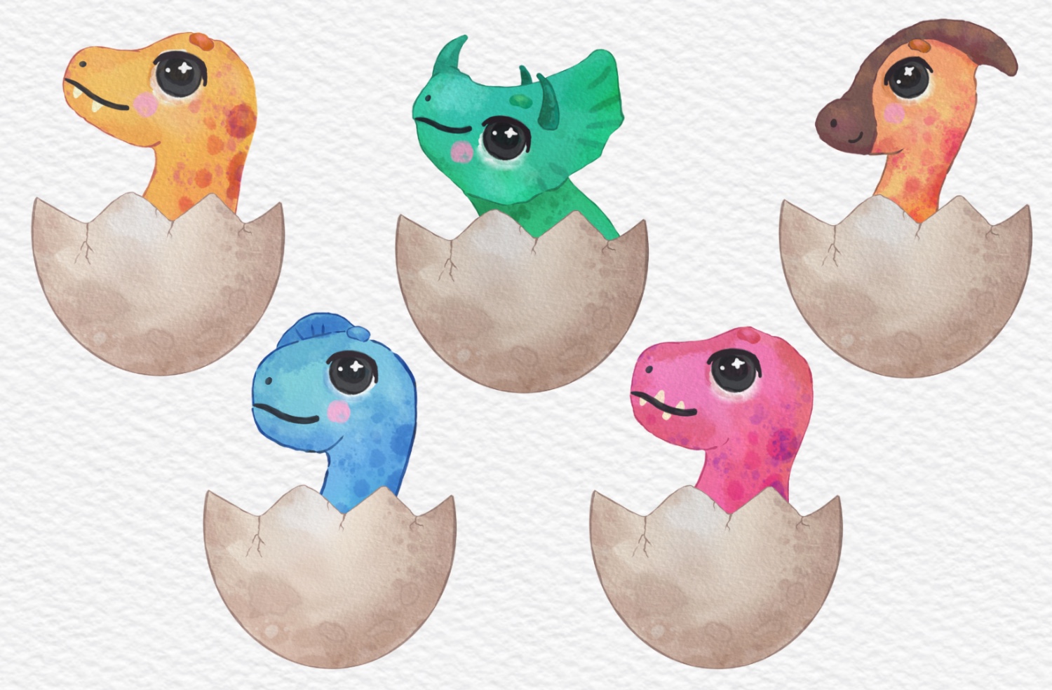 Cute Dinosaurs watercolor clipart