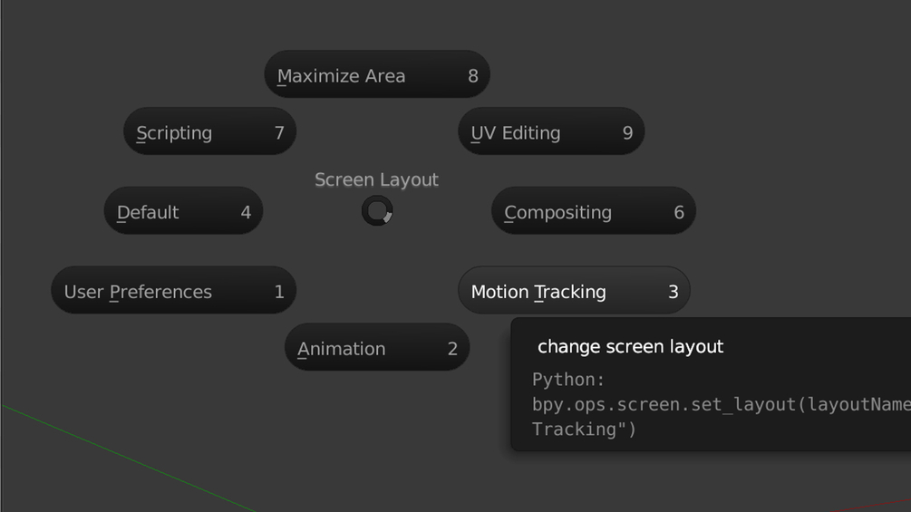 Blender 3D Addon - Screen Layout Pie menu.