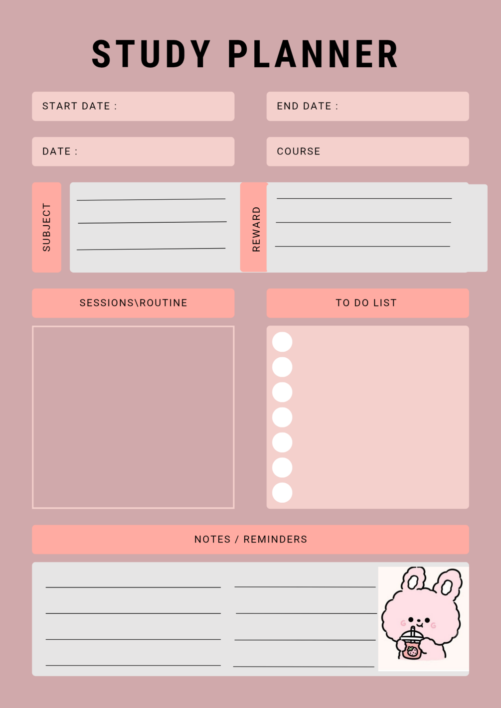 Aesthetic study planner