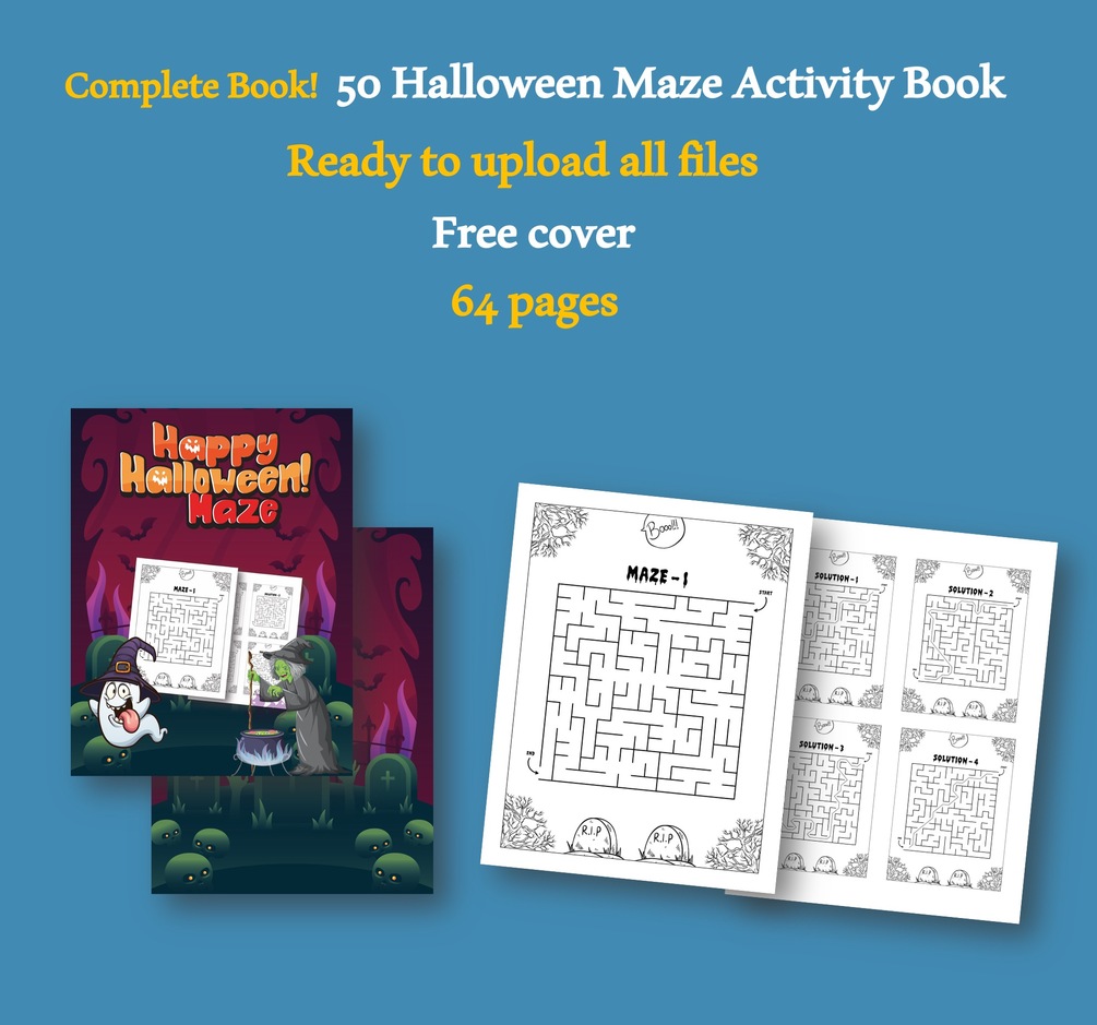 Complete Book for Kids! 50 Halloween maze Game Activity Book! Ready to ...