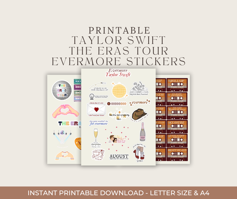 Taylor Swift The Eras Tour - Evermore Stickers