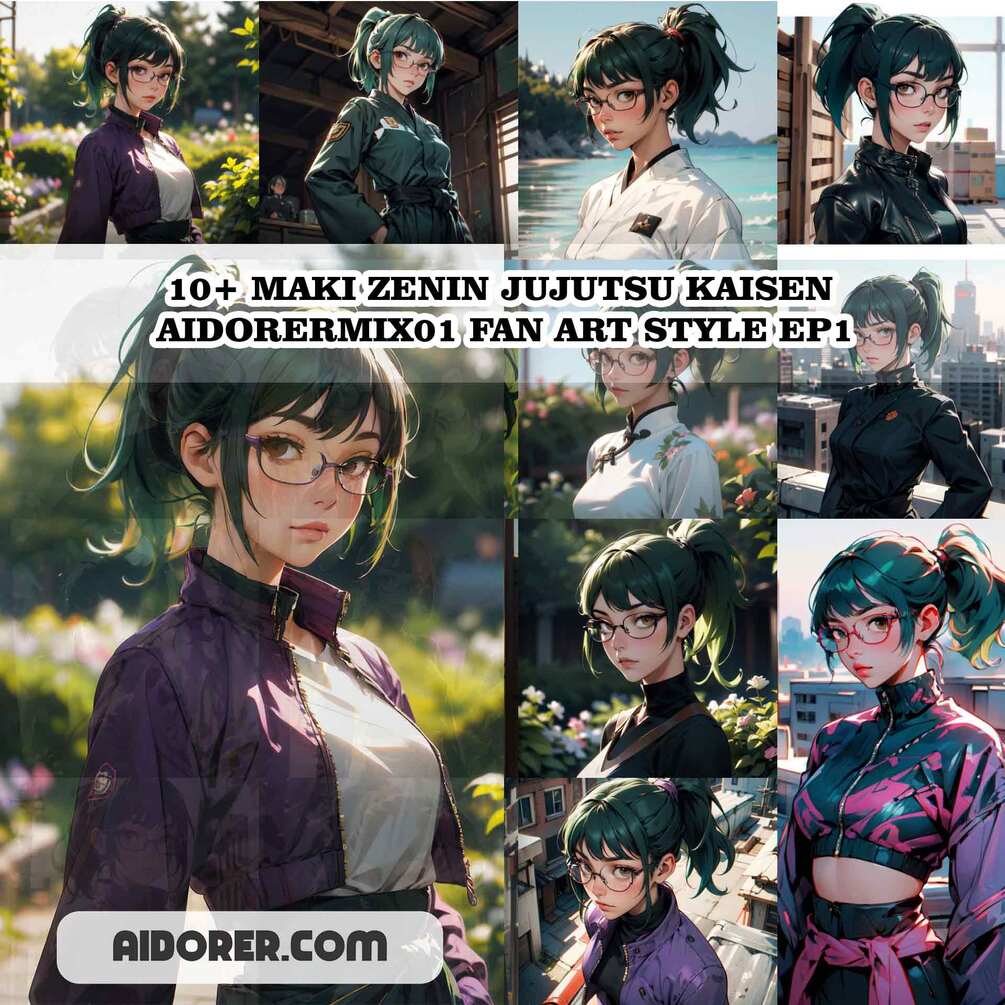 10+ MAKI ZENIN JUJUTSU KAISEN AIDORERMIX01 FAN ART STYLE EP1