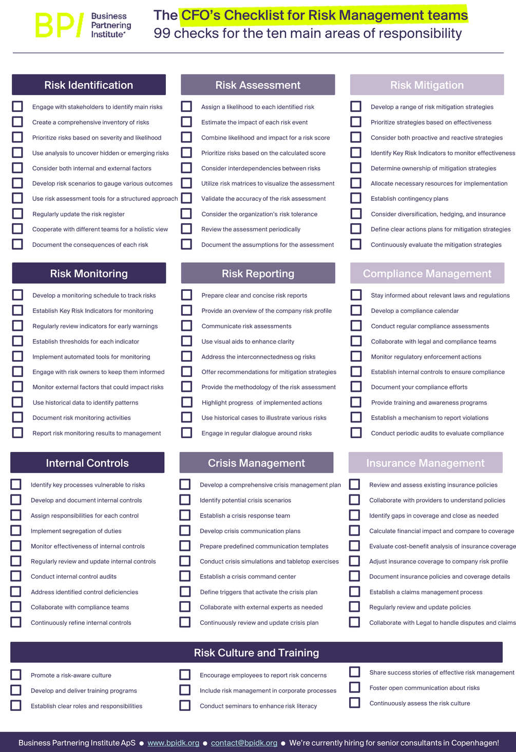 The CFO's Checklist for Risk Management