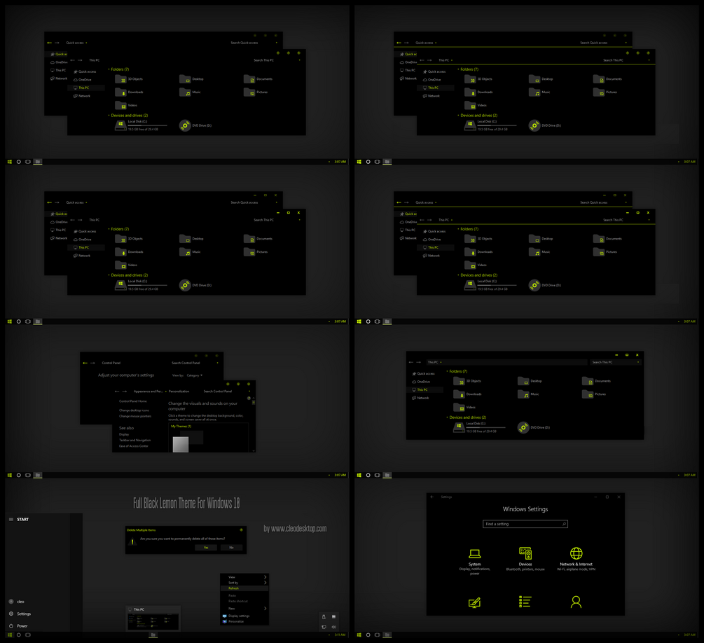 Full Black Lemon Theme For Windows 10