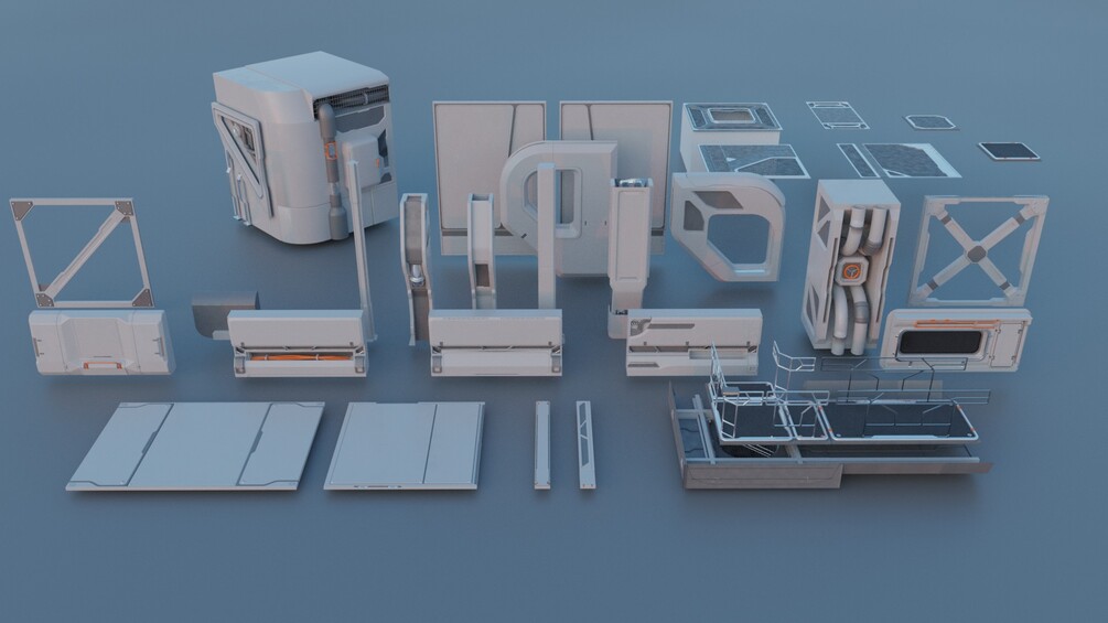 Game-ready Sci-Fi Modular Kit