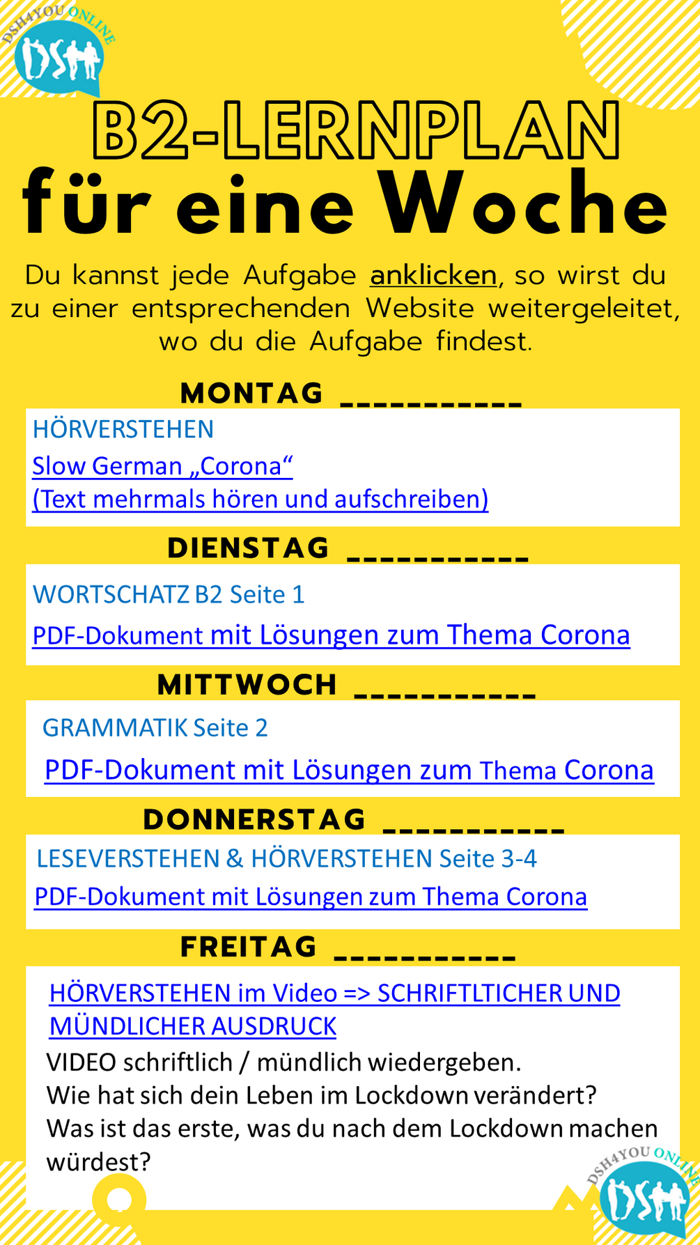 B2 Lernplan für eine Woche - PDF-Dokument