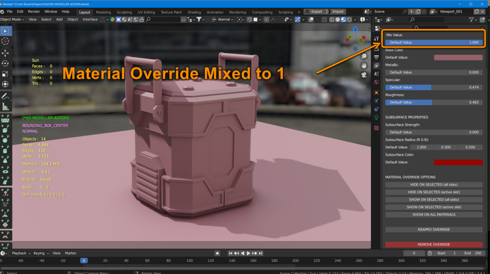 Evee Material Override
