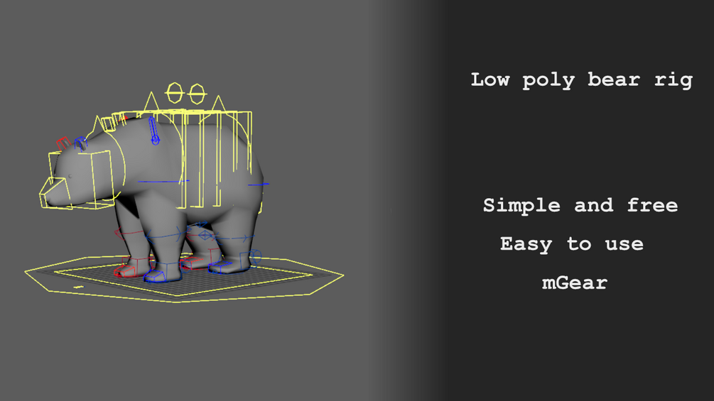 Low poly bear, mGear Maya Rig