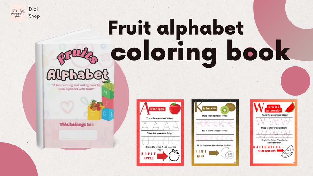 Fruits alphabet coloring book
