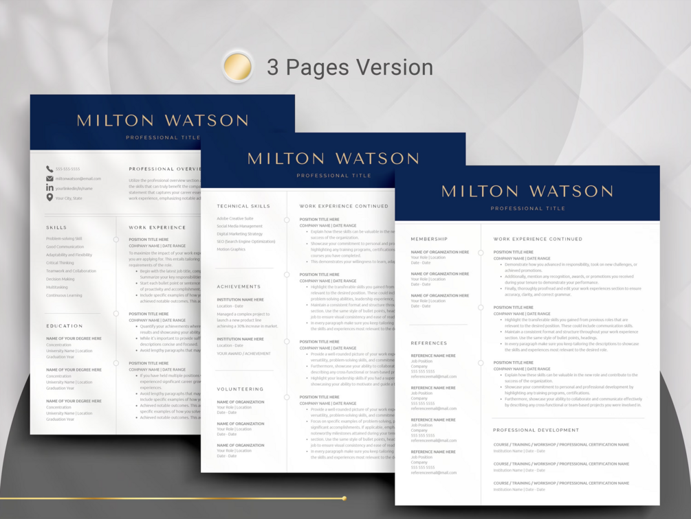 Executive Resume Template MS Word, Apple Pages, Google Docs | CV ...