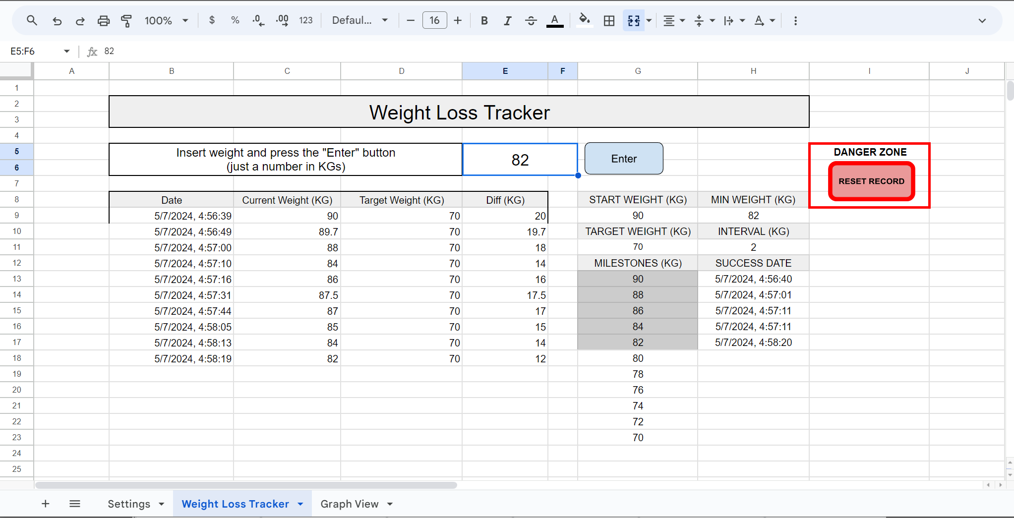 Simple Weight Loss Tracker | A Minimalist Health Template