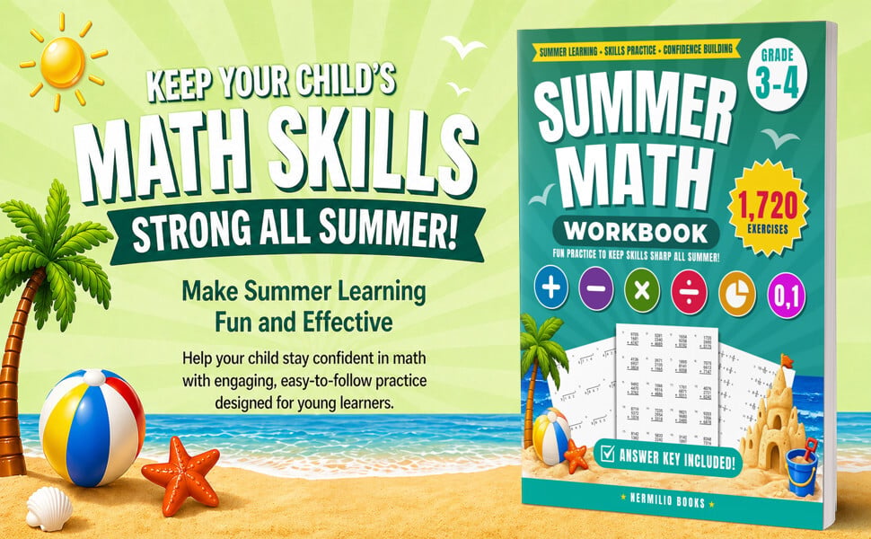 Summer Math Workbook 3-4 | Addition, Subtraction, Multiplication, Long ...