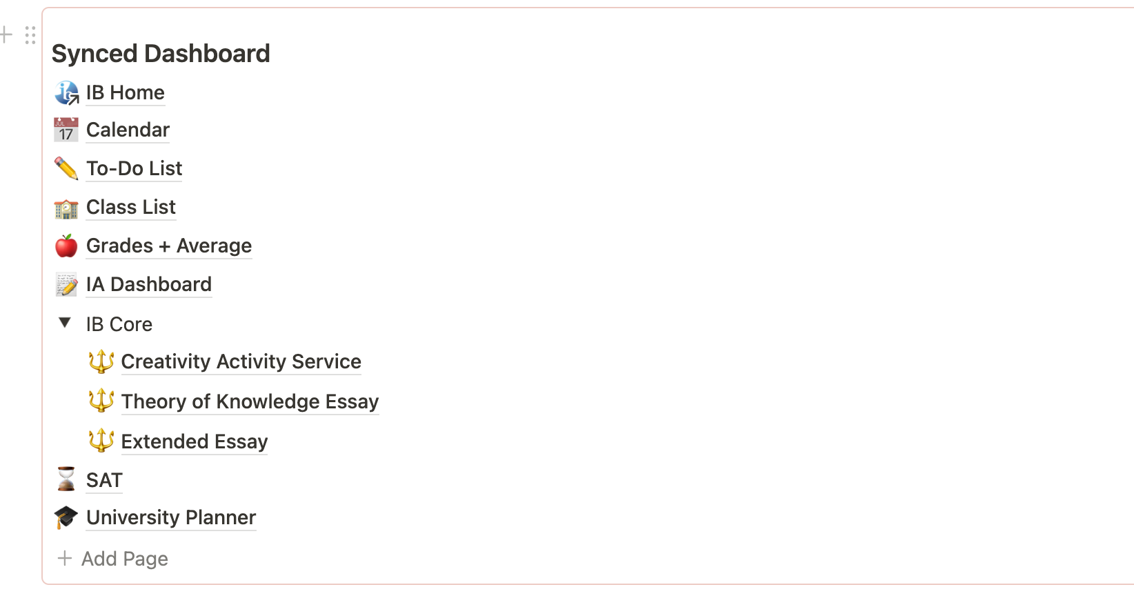 International Baccalaureate (IB) Notion Template