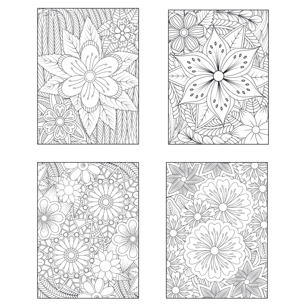 Flowers Bloom Coloring Book Pages : 110 High-Resolution 300 DPI JPG SVG ...