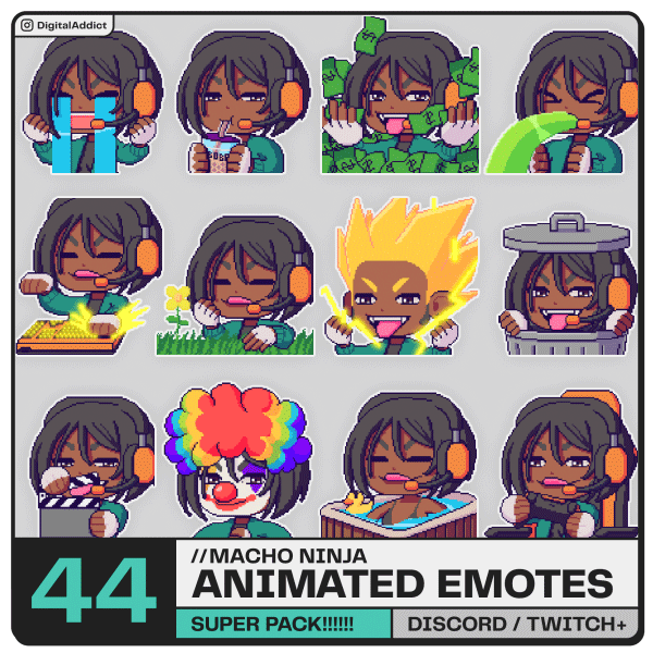 Gamer Guy with Orange Headphones Emote Pack
