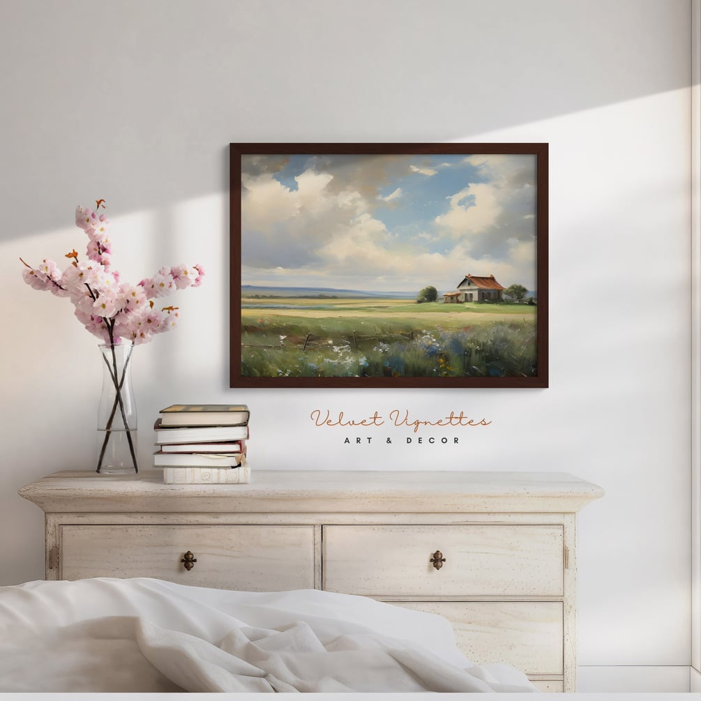 Farmhouse field print springtime home decor canvas countryside boho ...