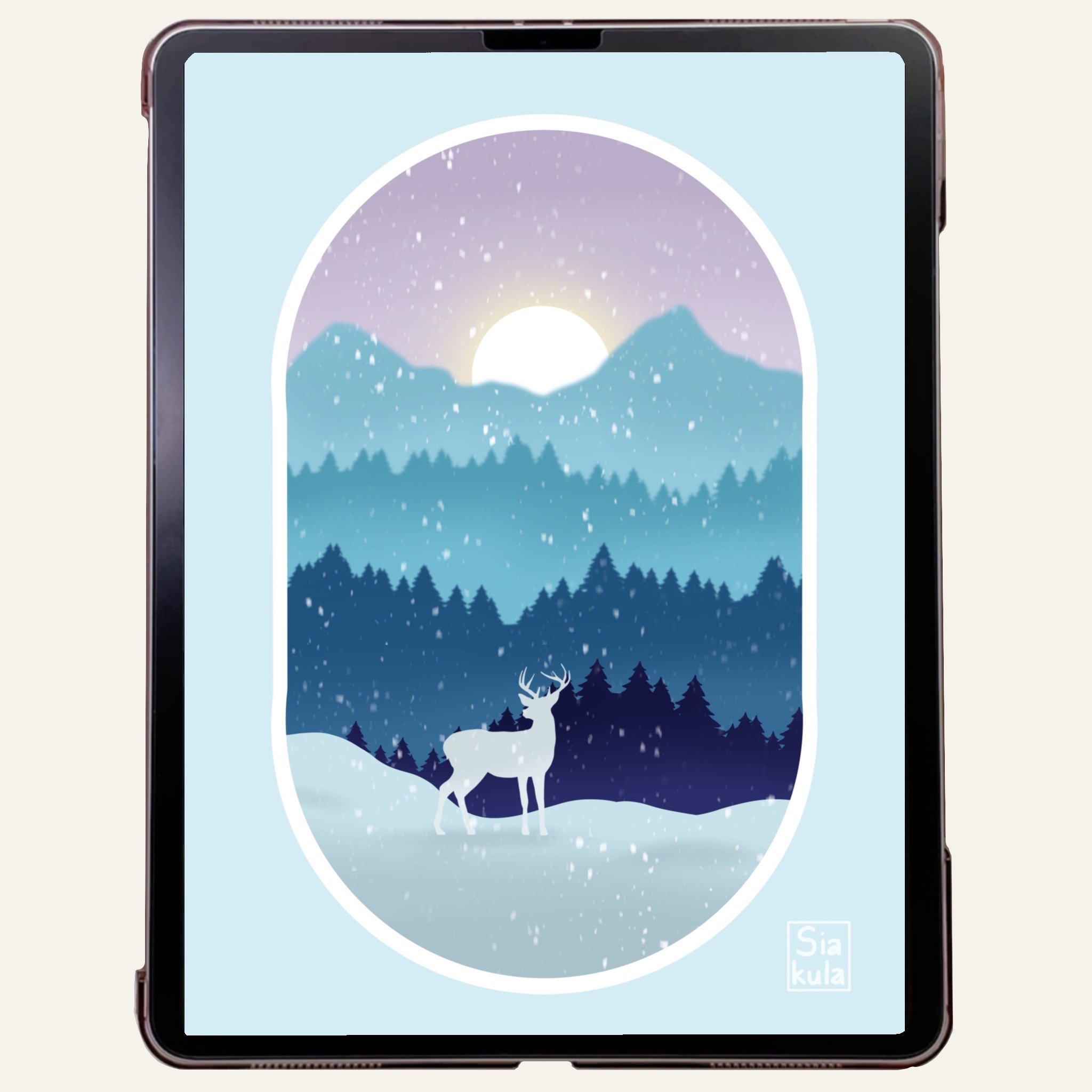 New Procreate drawing tutorials! Simple winter landscape & cute deer ...