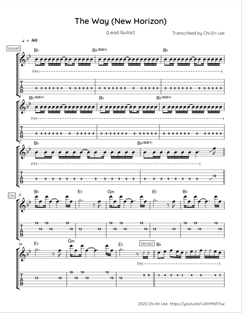 The Way (New Horizon)_Guitar tabs