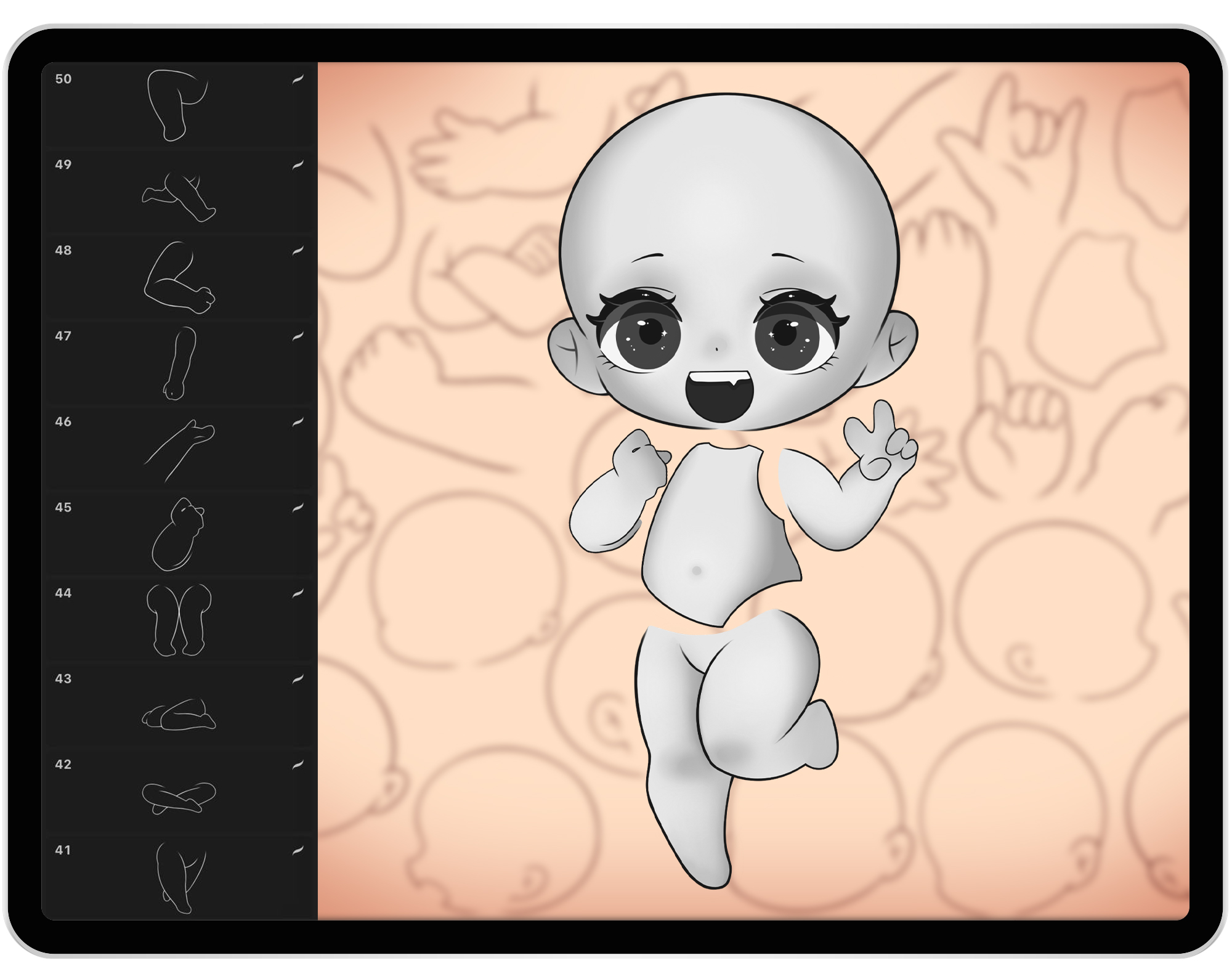 50 Chibi Pose Maker Brushes Collection for Procreate