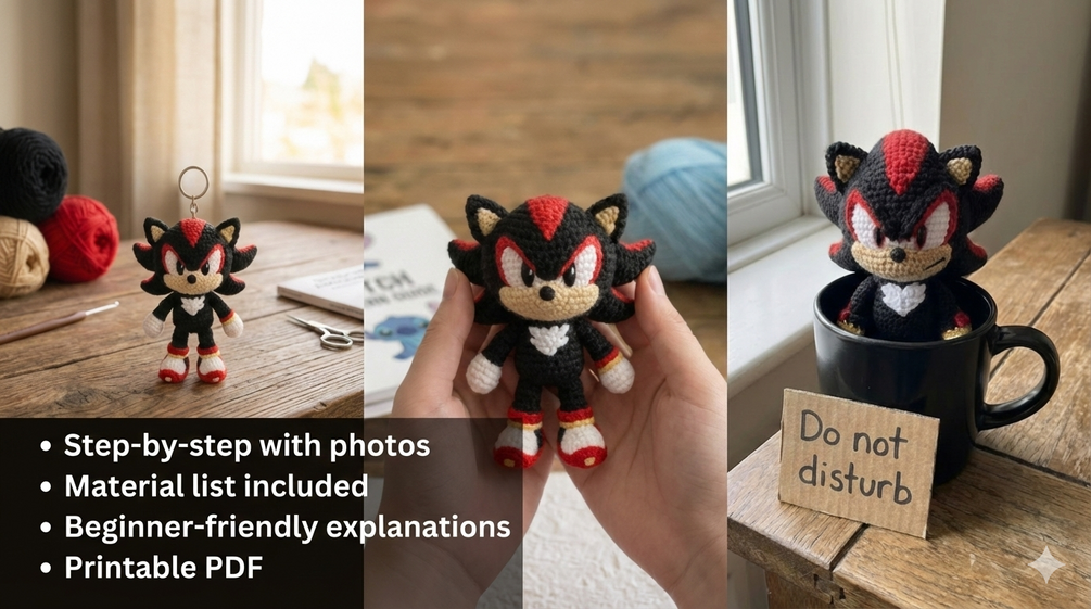 Beginner Shadow Amigurumi Keychain Pattern (Step by Step PDF)