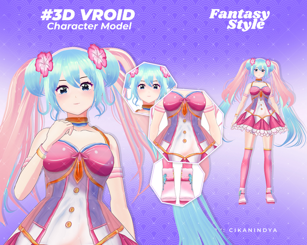 Futuristic Virtual Being: Advanced Vroid 3D Model - Candy themed fairy 3D Character
