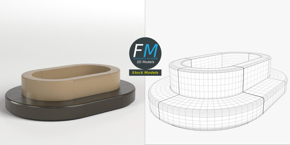 3D MODEL - Oval couch sofa