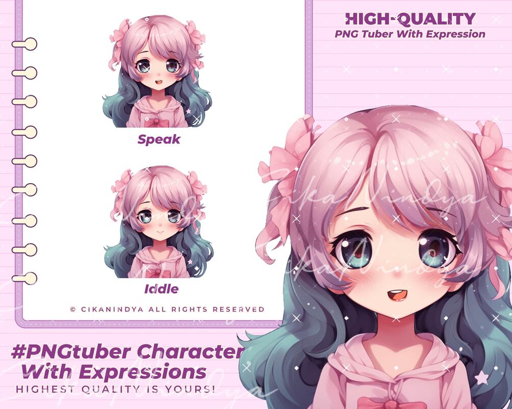 PNG Tuber | Streamer's Little Chibi PNG Tuber Avatar | Get 2 Poses ...