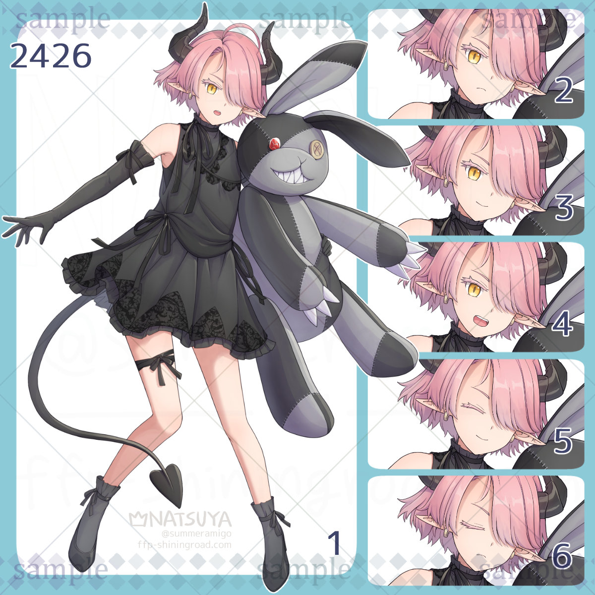 Anime Character Art Pack: 2426 - 6 Expressions | Image: Girl, villain ...